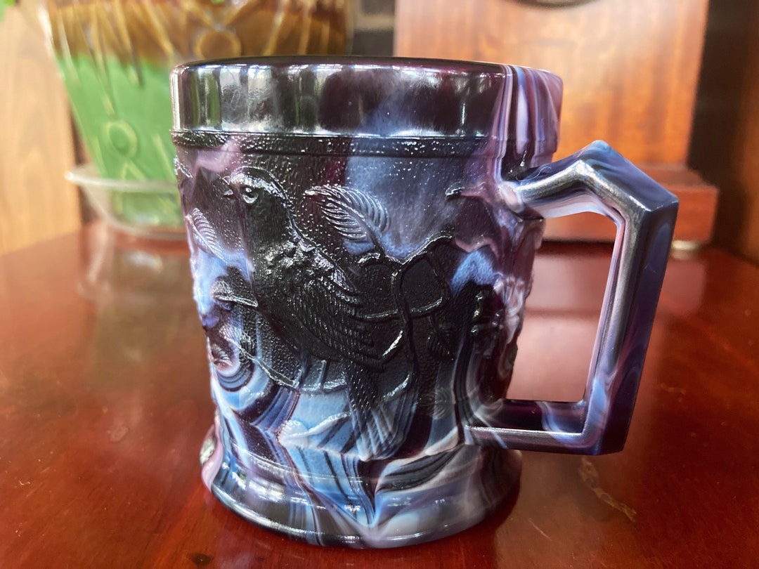Purple Imperial Slag Glass Bird Mug - Etsy