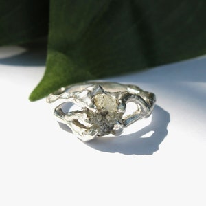 A Stunning Natural Raw Uncut Diamond Wrapped in Sterling Silver Twigs ...