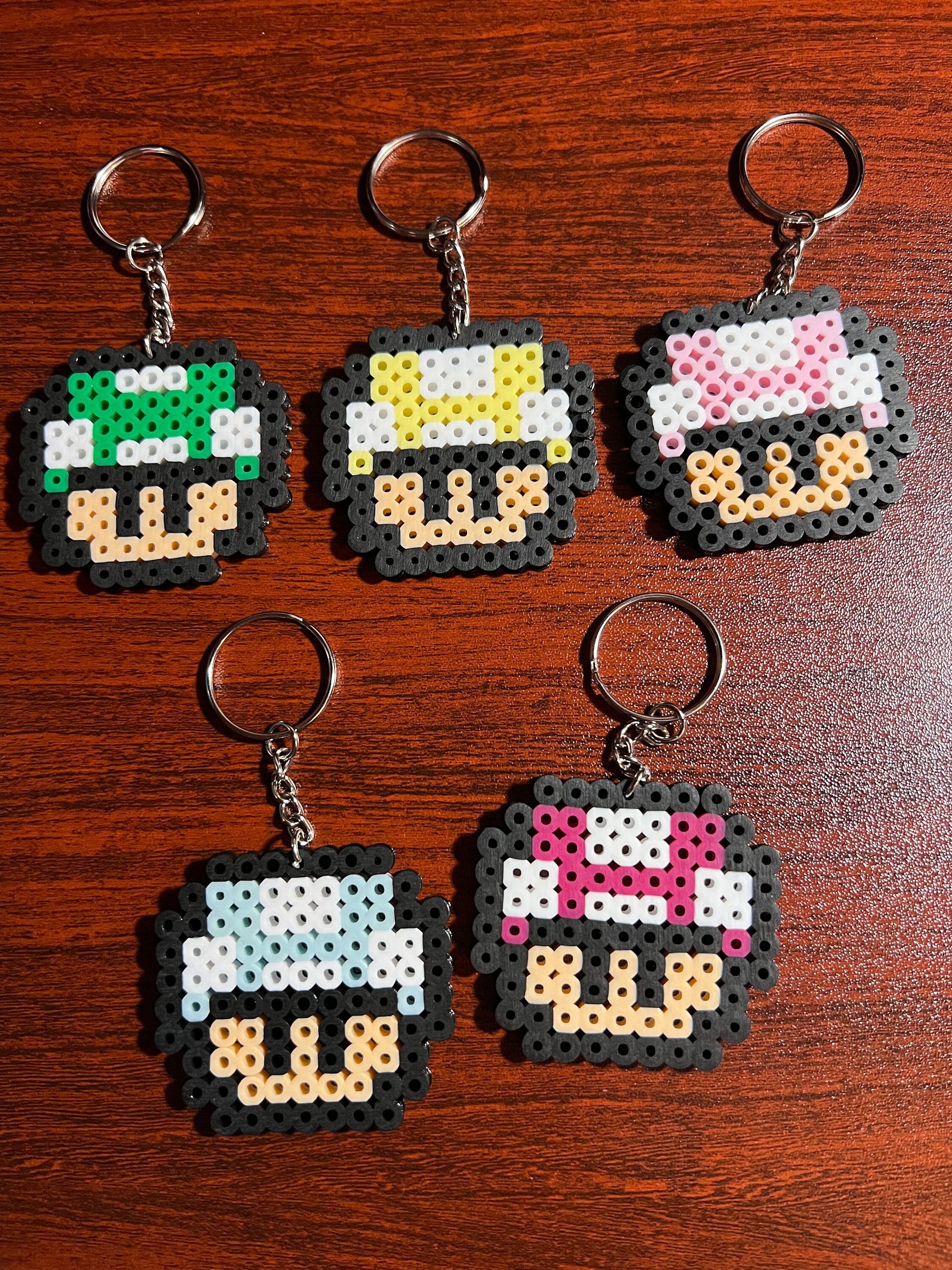 Super Mario Bros Inspired Mushroom Keychain Magnet Perler Bead | Etsy