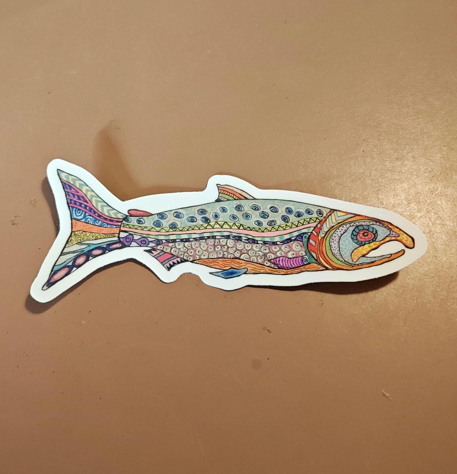 Salmon Vinyl Fish Sticker - Etsy