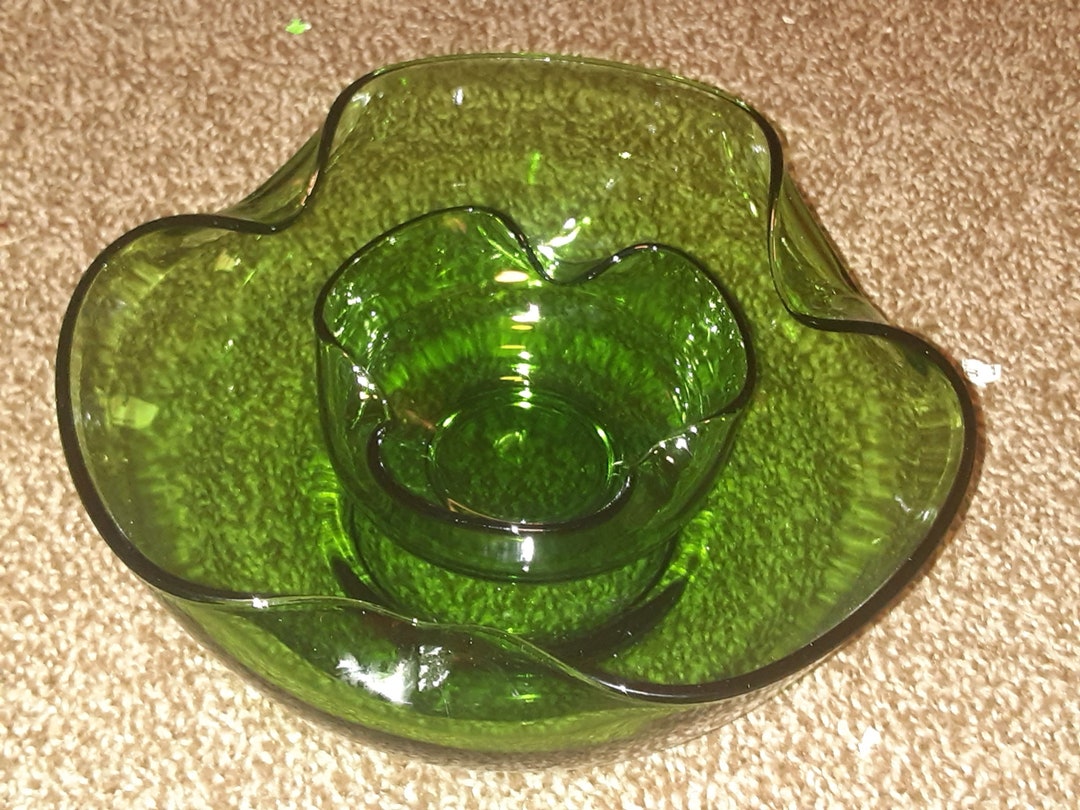 Vintage BOHO Anchor Hocking Green Bowl Set. Can Be Used as a - Etsy