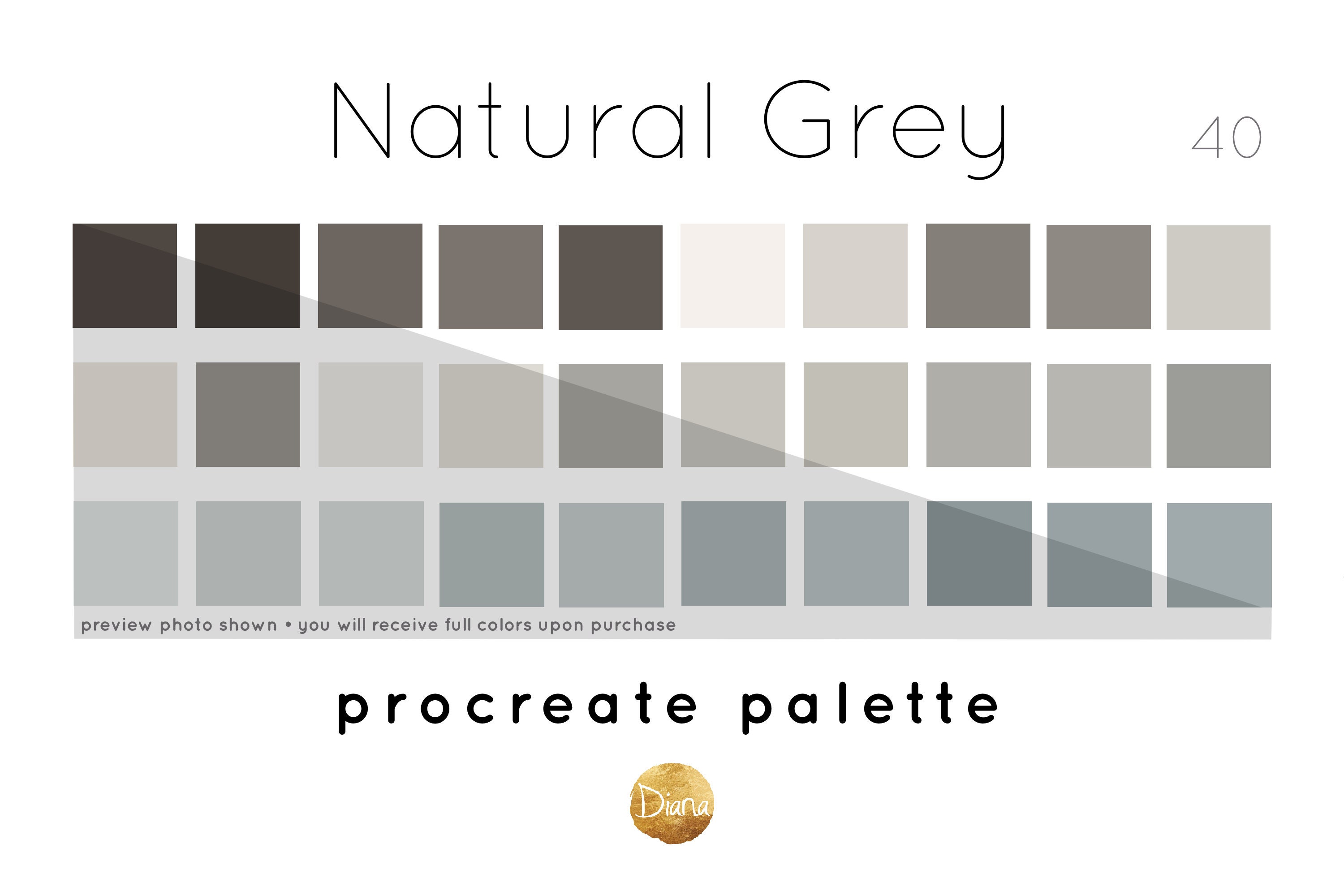 Natural Grey PROCREATE COLOR PALETTE on iPad | Digital Download Colour ...