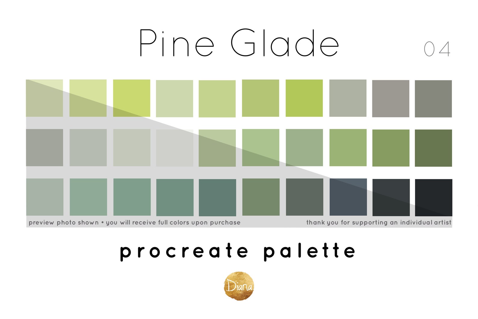 Pine Glade Green PROCREATE COLOR PALETTE iPad | Digital Download Colour ...