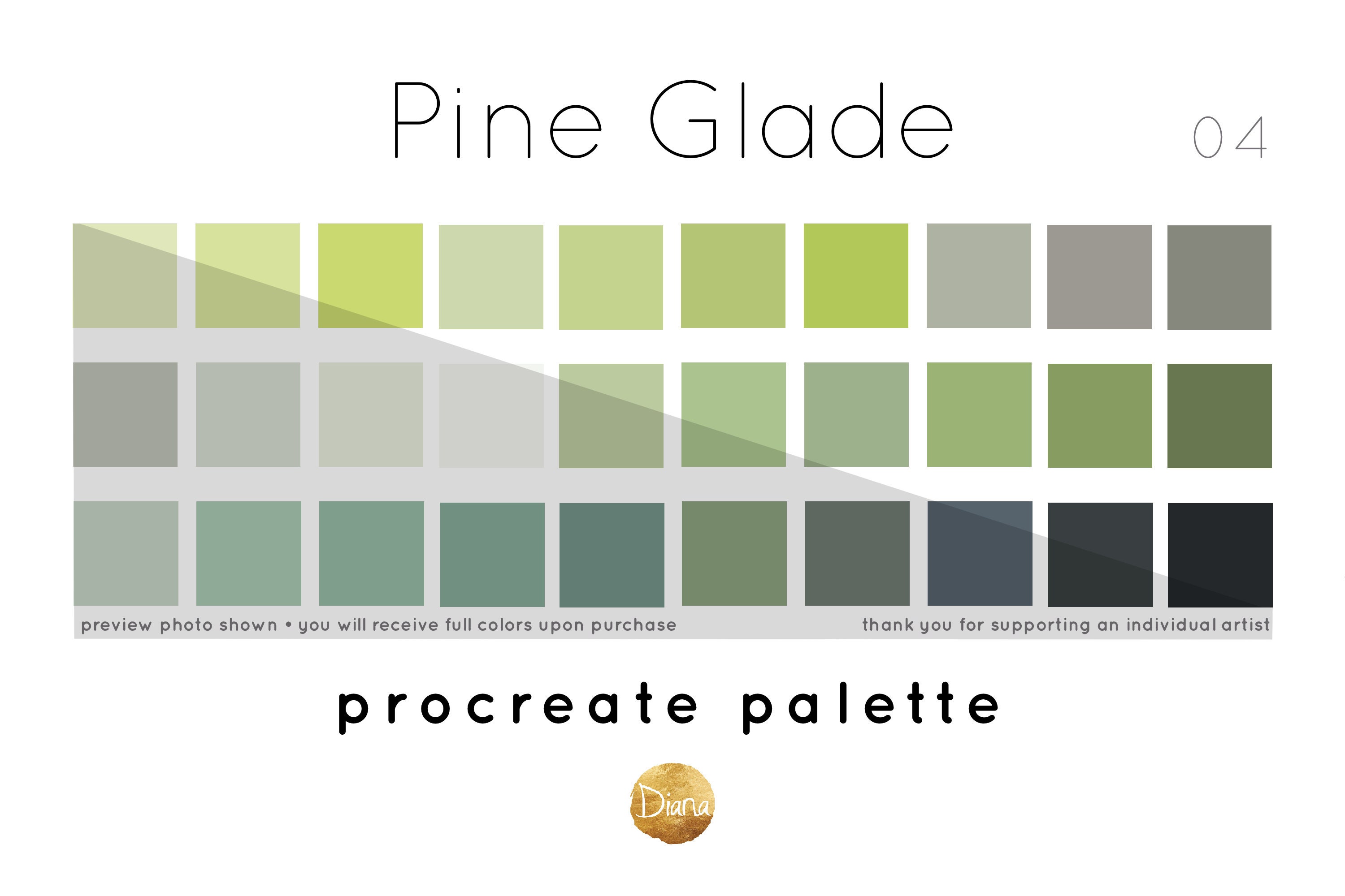 Pine Glade Green PROCREATE COLOR PALETTE iPad Digital Download Colour ...