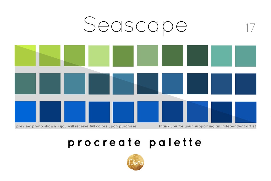 Seascape - Blue Green PROCREATE COLOR PALETTE iPad | Digital Download ...