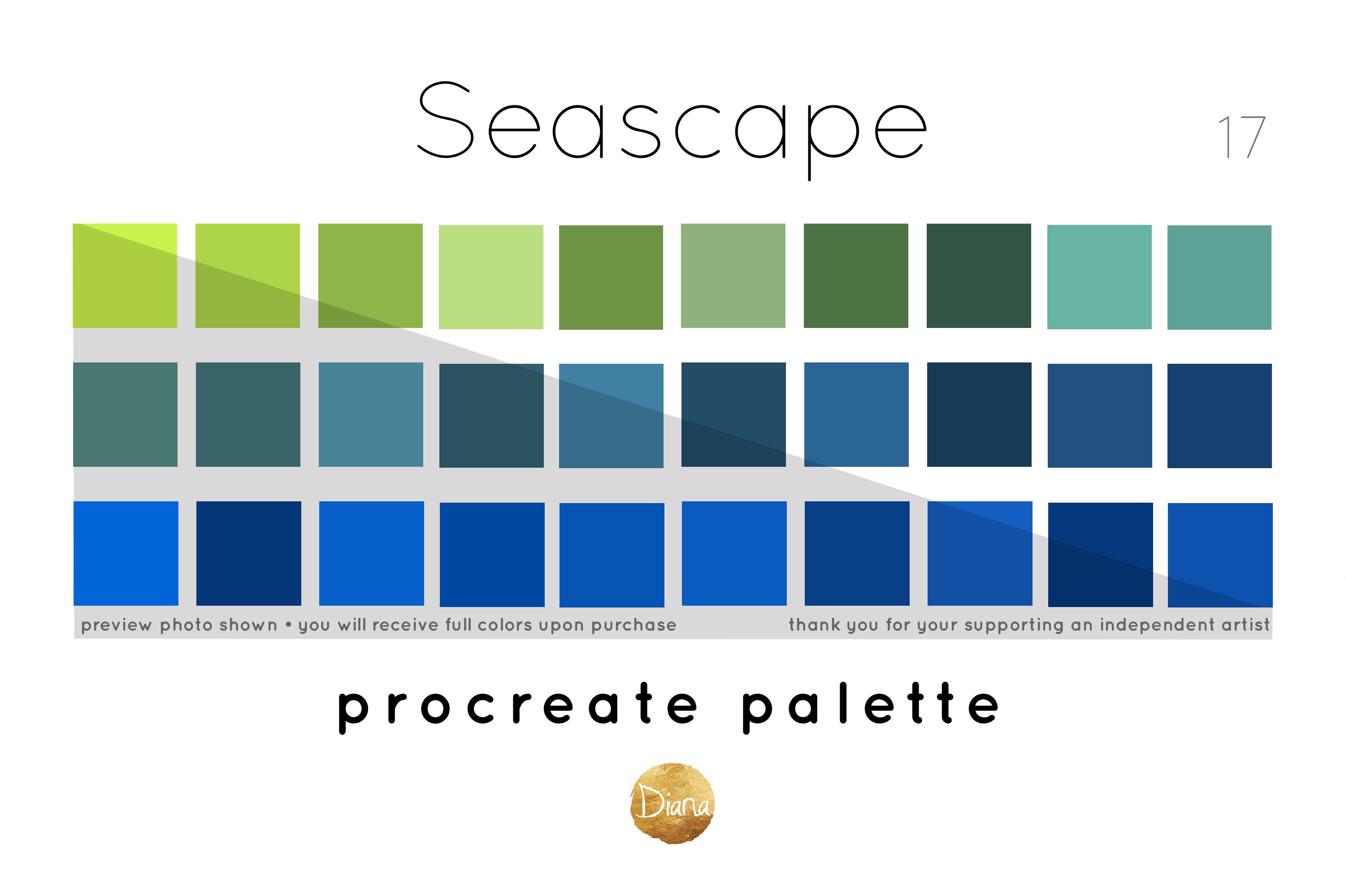Seascape - Blue Green PROCREATE COLOR PALETTE iPad | Digital Download ...