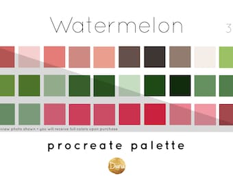 Watermelon Procreate Palette, 30 HEX Color Codes, Instant Digital ...