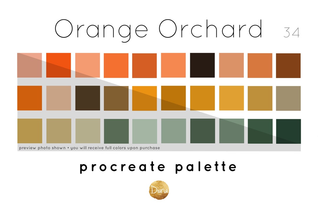 Orange Orchard PROCREATE COLOR PALETTE iPad | Digital Download Colour ...