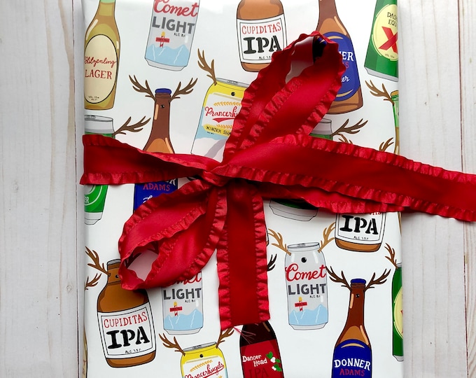 Reinbeer Gift Wrap, Beer Wrapping Paper, Funny Christmas Wrapping Paper ...
