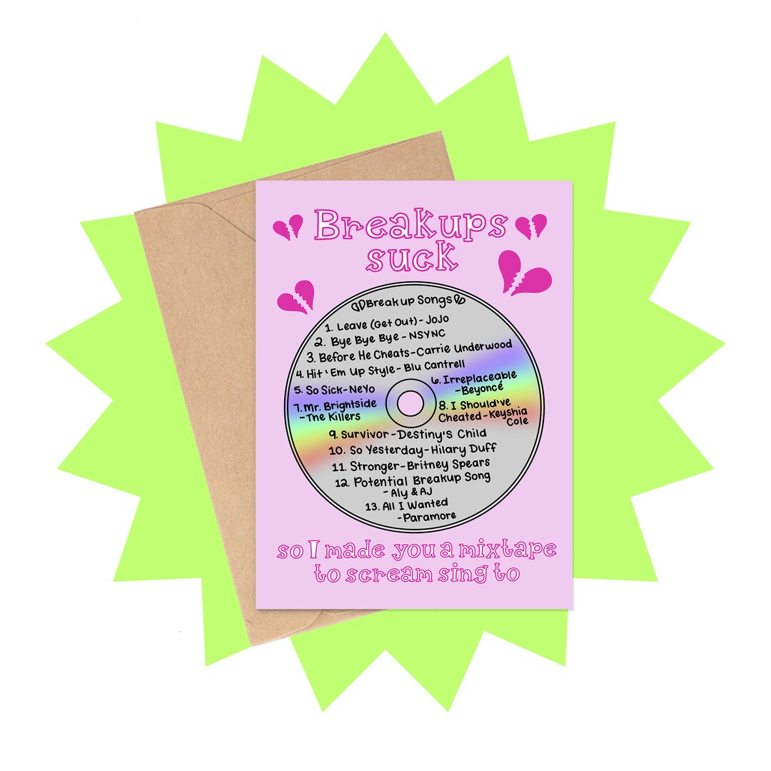 Breakup Songs Mixtape Card, Galentine's Day Gift - Etsy