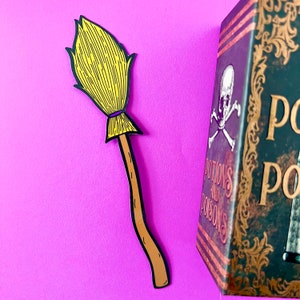 Witch's Broom Bookmark, Halloween Bookmark, Witch Bookmark, Die Cut ...
