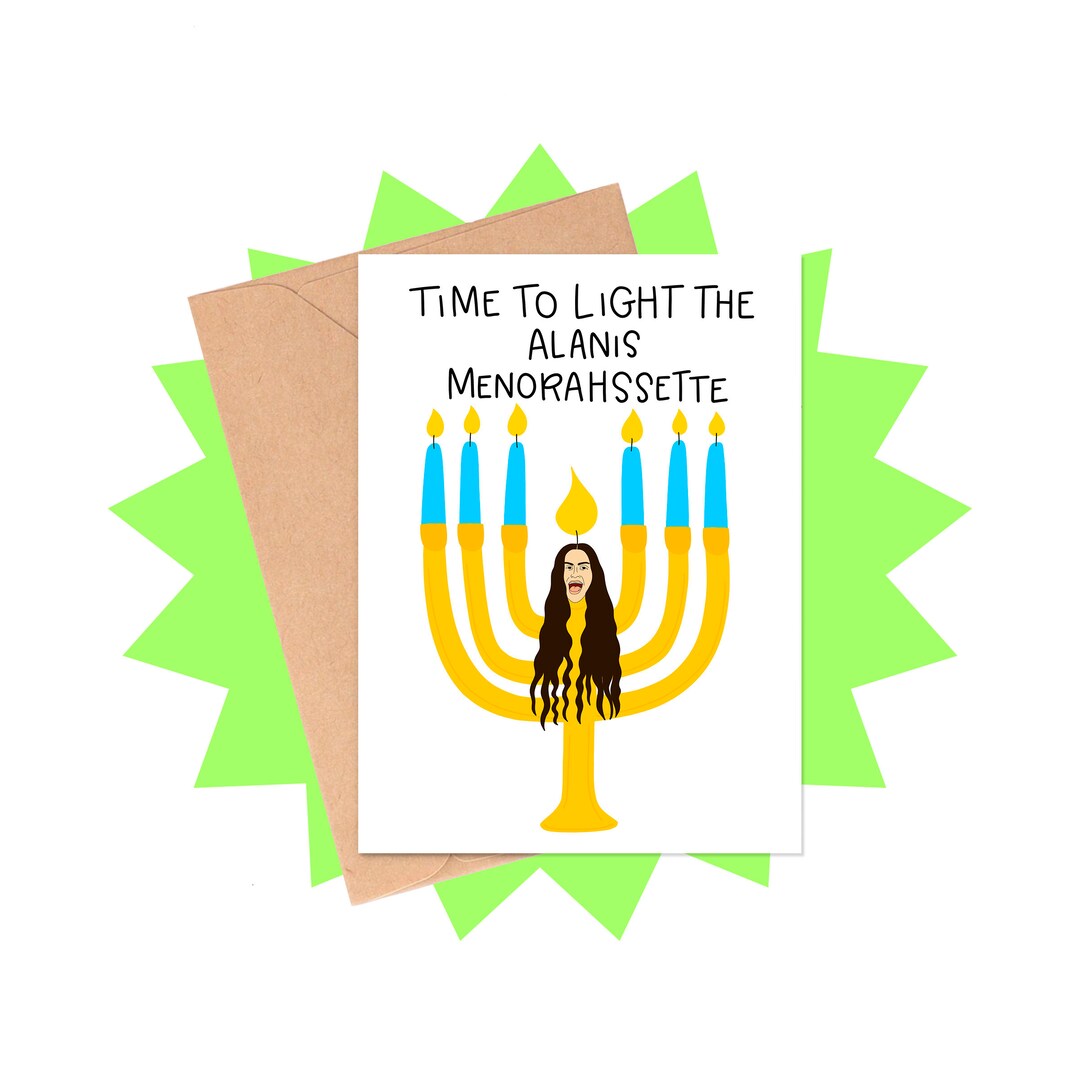 Alanis Menorahsette Hanukkah Card, Divertente Hanukkah Pun Card, Musica ...