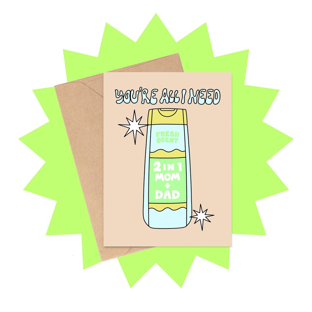Two in One Card, Single Mother Card, Single Father Card, Funny Mothers ...
