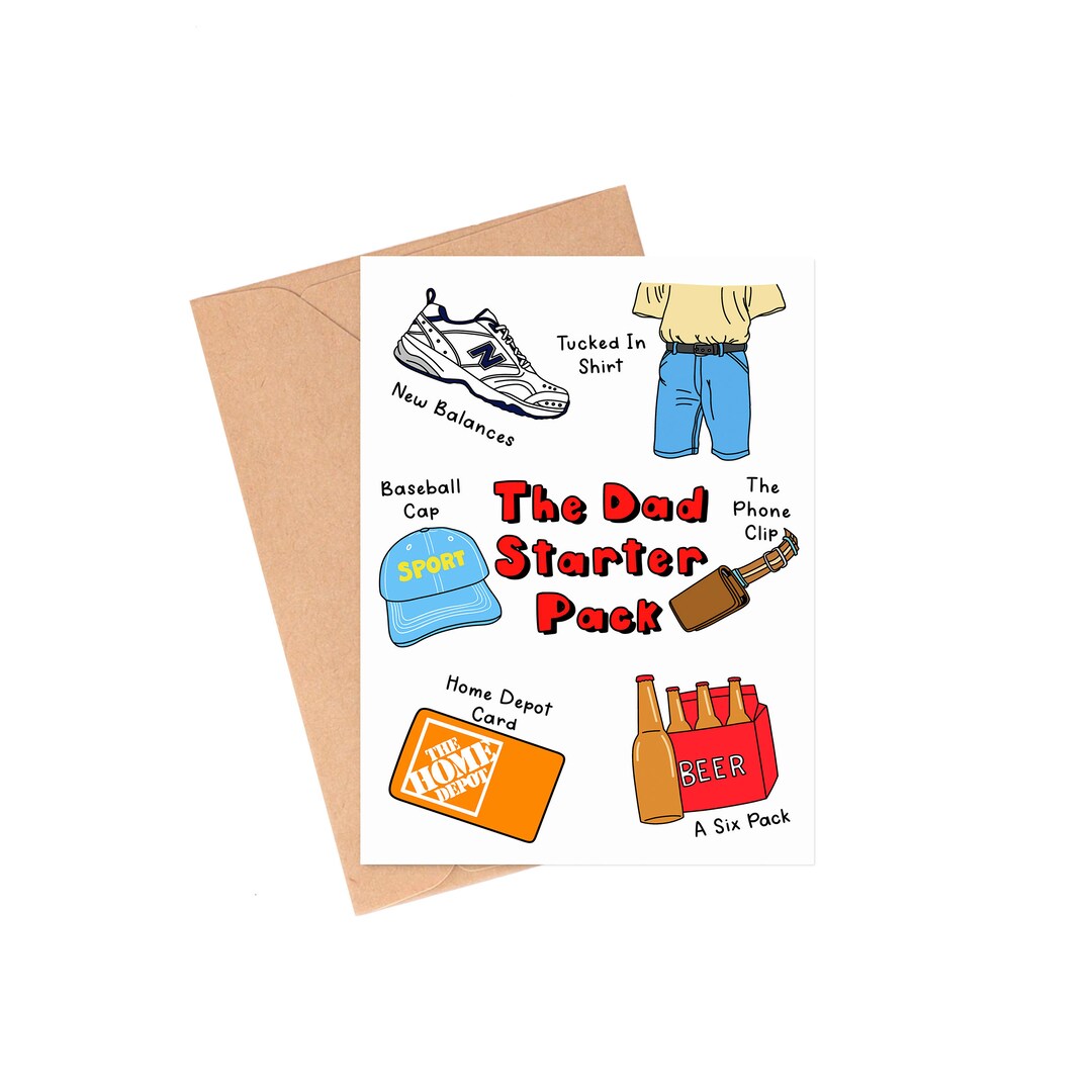 Dad Starter Pack Card, Funny Fathers Day Card, Dad Fashion Card, Funny ...