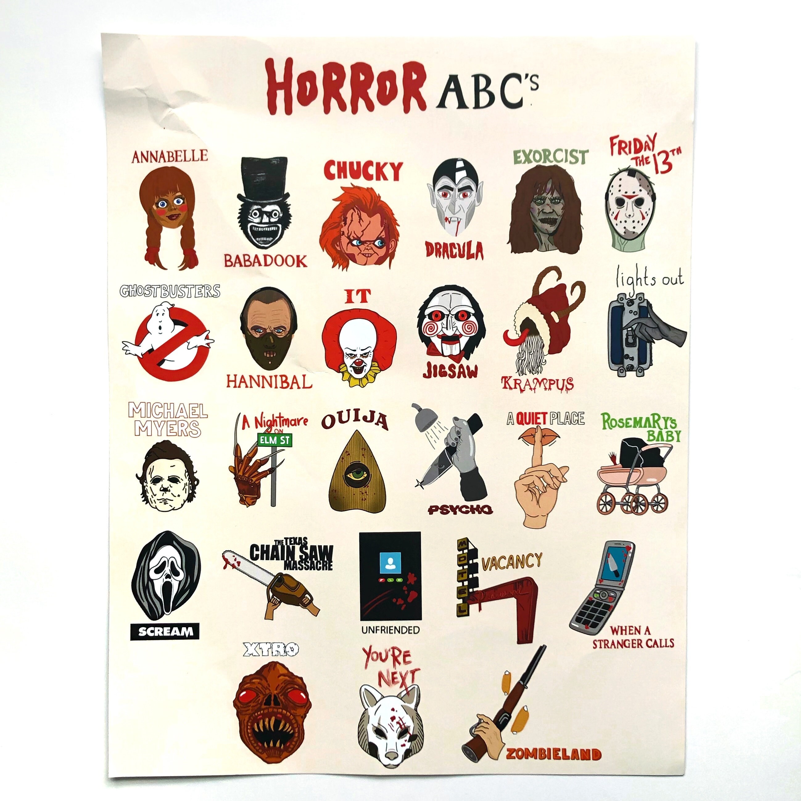Horror Abcs Poster Horror Movie Poster Halloween Wall Art by - Etsy ...