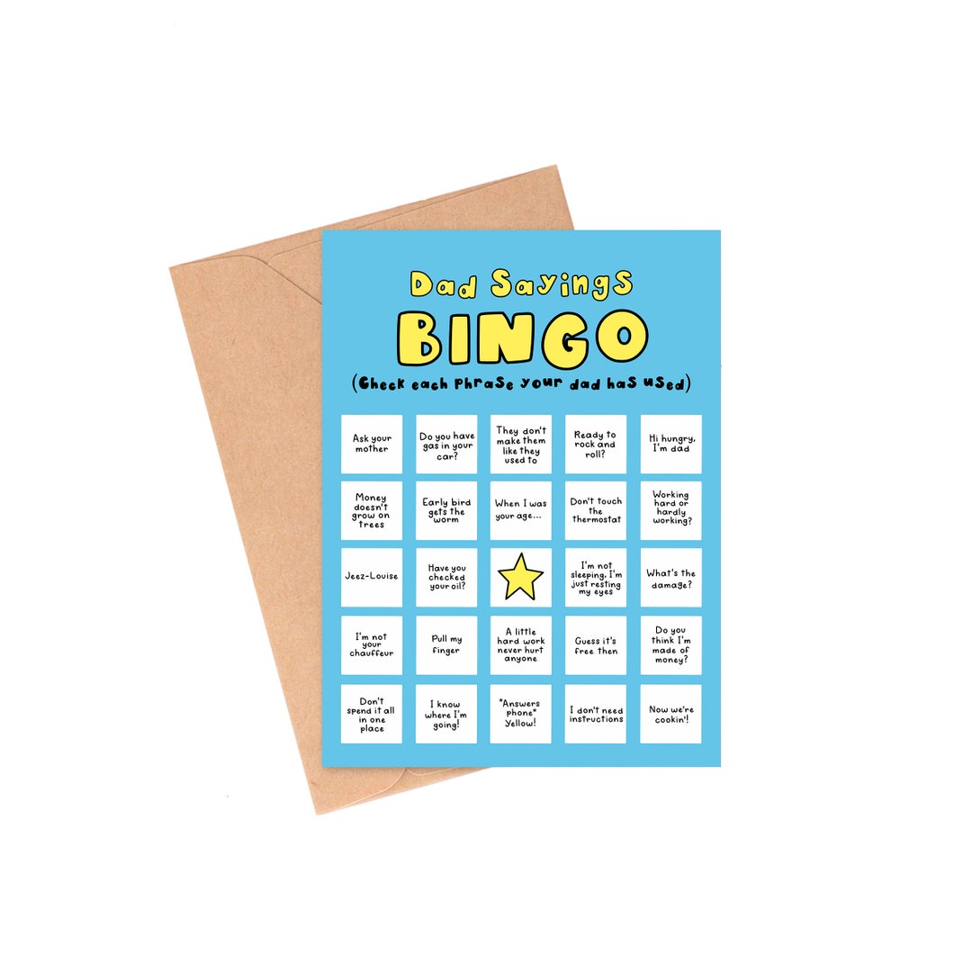 Dad Sayings Bingo Card, Dad Quotes Card, Dad Jokes Card, Funny Fathers ...