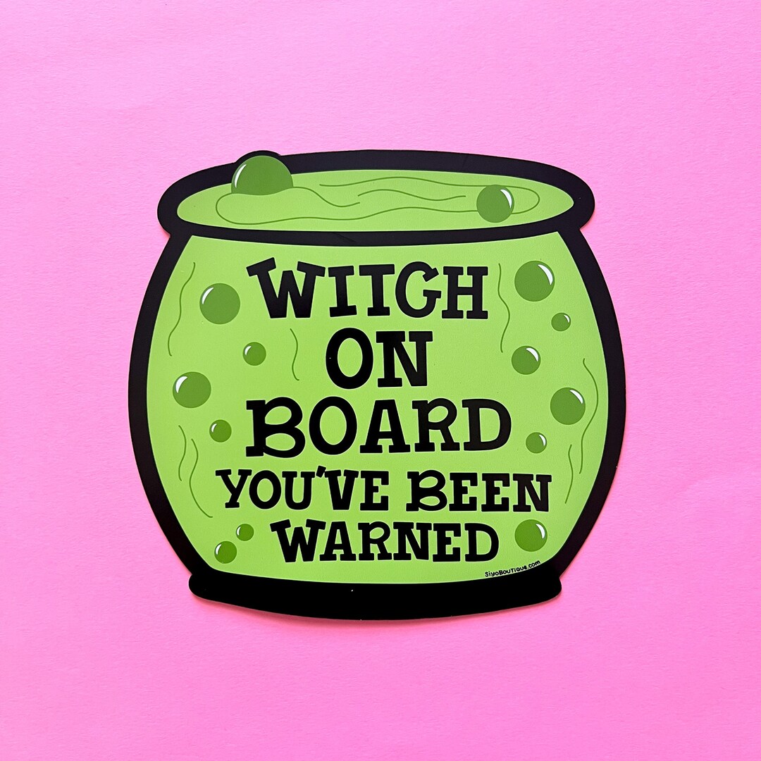 Witch on Board Magnetic Bumper Sticker, Halloween Car Decal - Etsy