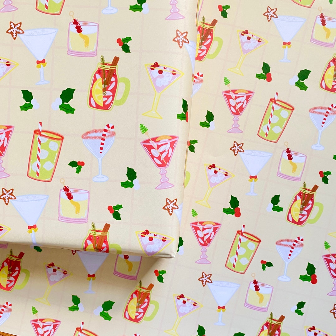 Christmas Cocktail Wrapping Paper, Midcentury Modern Wrapping Paper ...
