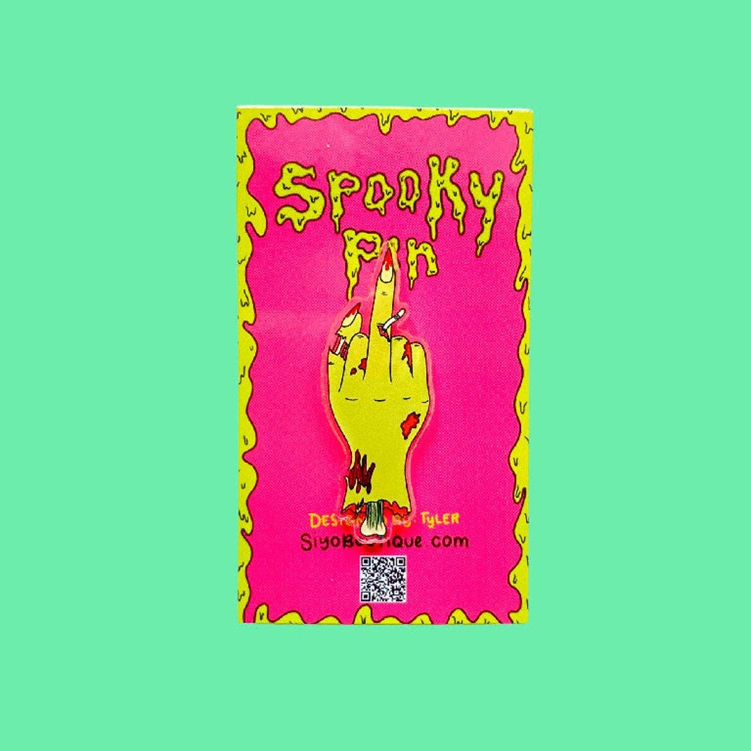 Zombie Middle Finger Acrylic Pin, Sassy Halloween Lapel Pin - Etsy