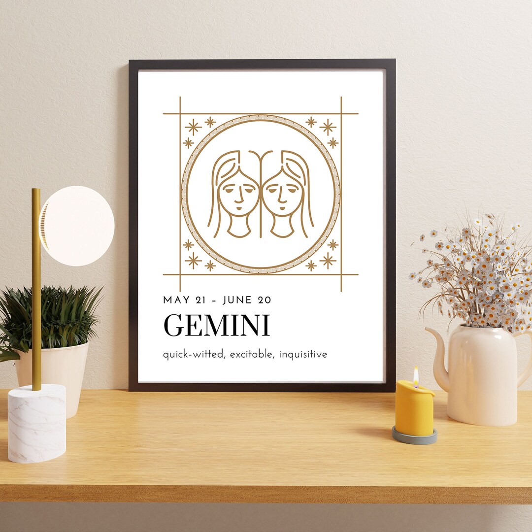 Gemini Zodiac Star Sign Printable Wall Art -- Digital Download - Etsy