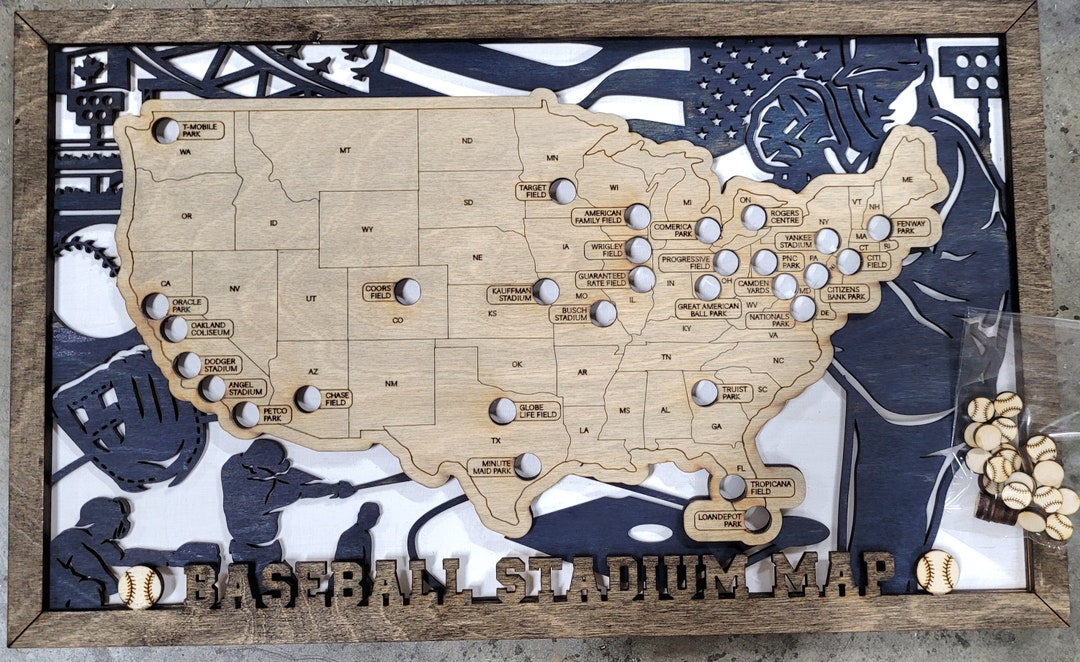 US Map of Baseball Stadium Interactive Map. Add Baseballs as You Travel ...