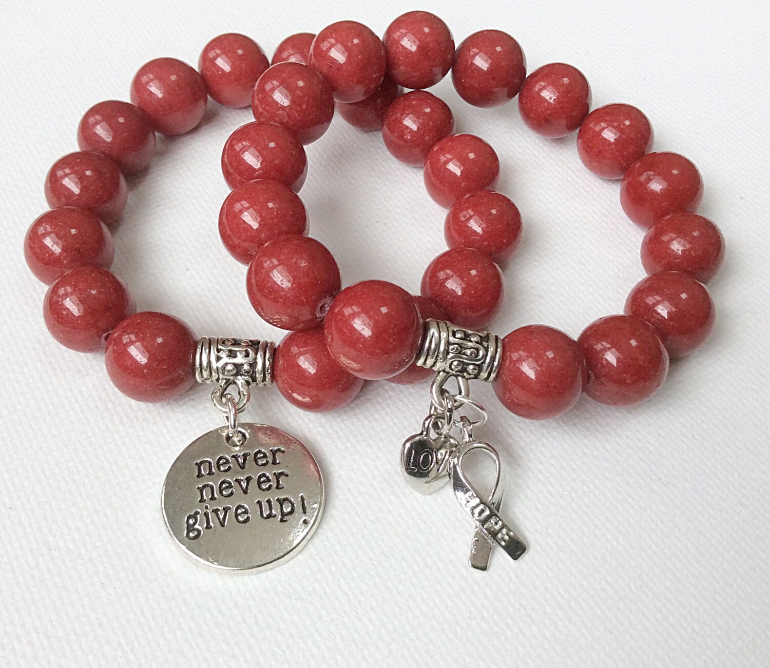 Blood Cancer Awareness Bracelet, Hope Ribbon, Red Gemstone Bracelets - Etsy