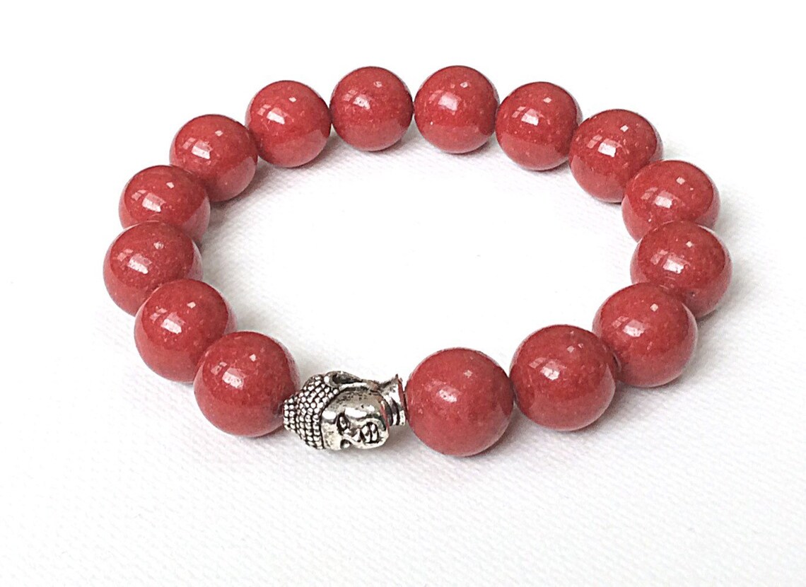 Red Buddha Bracelet Yoga Jewelry Zen Bracelet Semiprecious - Etsy