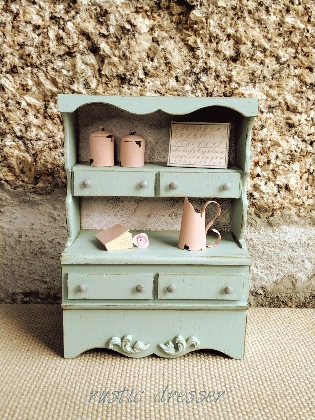 Miniature Dresser Shabby, Dollhouse Cabinet Hutch,dollhouse Shabby ...