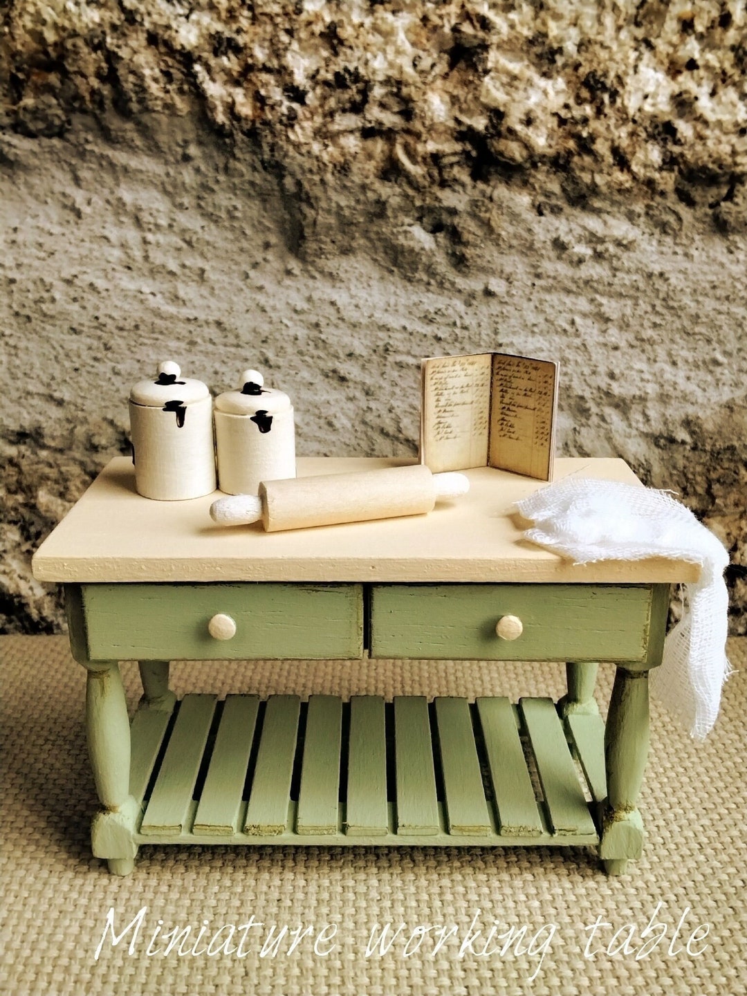 Dollhouse Table Rustic, Miniature French Country, Miniature Table, 1:12 ...