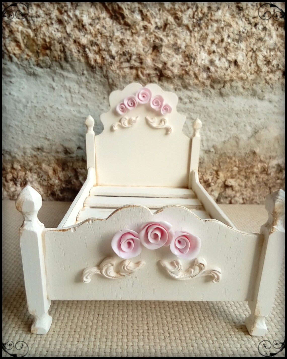 Dollhouse Bed Shabby Miniature Romantic Bedroom French - Etsy
