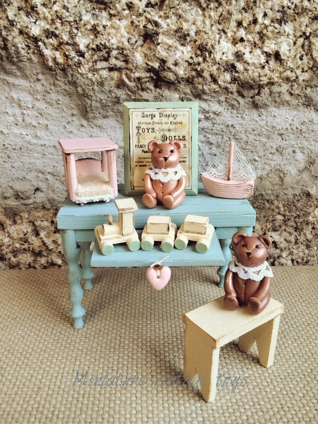 Miniature Nursery Toys, Dollhouse Nursery Vintage Blue, Miniature Toys ...