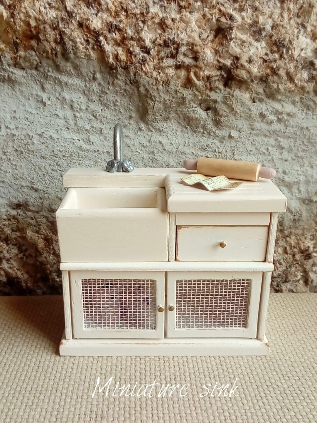 Miniature Sink Vintage, Dollhouse Sink Shabby, 1/12 Scale, Dollhouse ...
