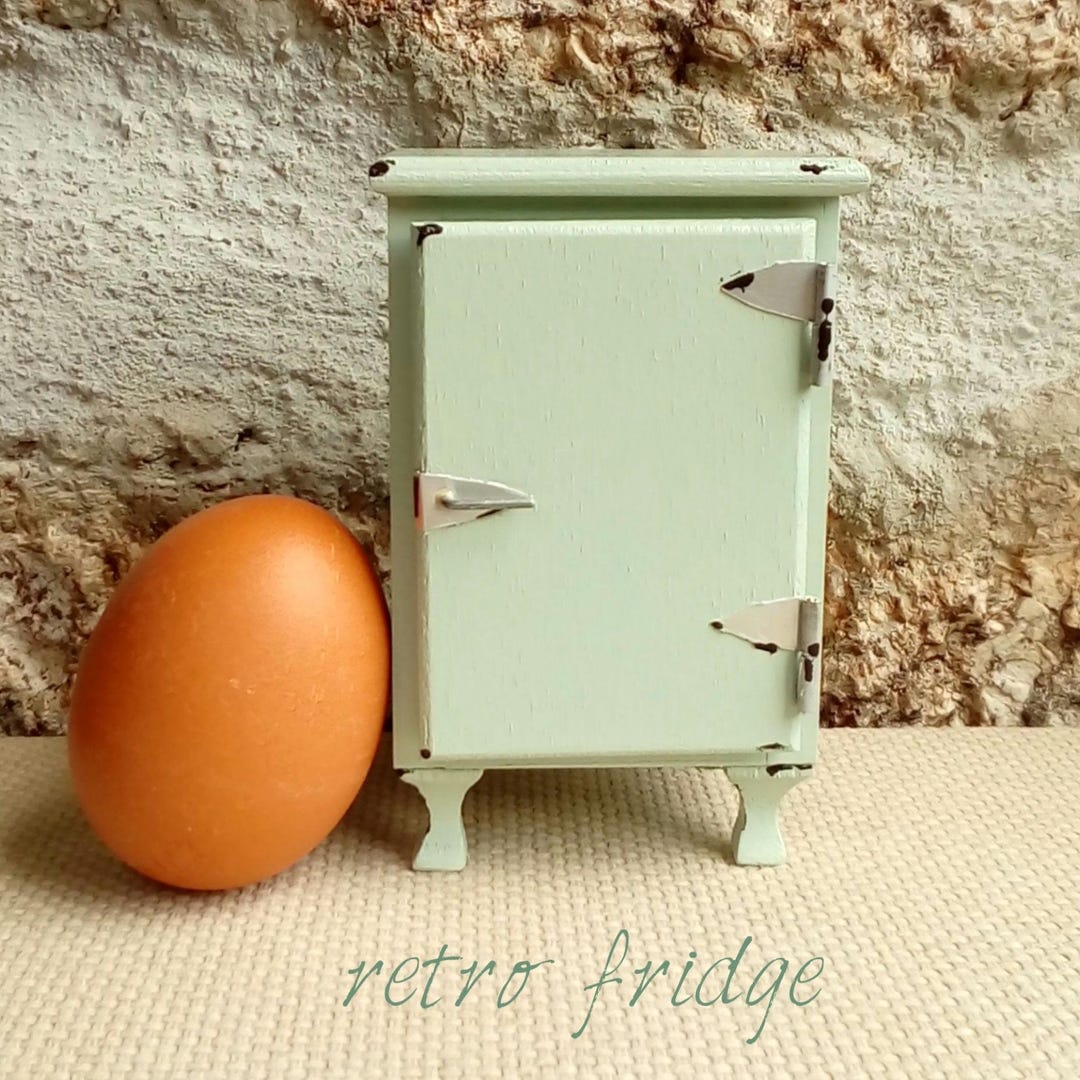 Dollhouse Fridge Vintage Ice Box, Miniature Fridge Refrigerator ...