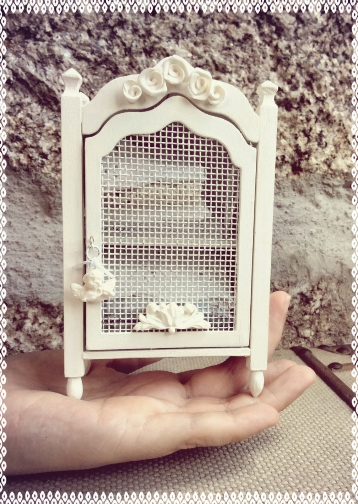 Miniature French Linen Cupboard, Dollhouse White Wardrobe Closet, One ...