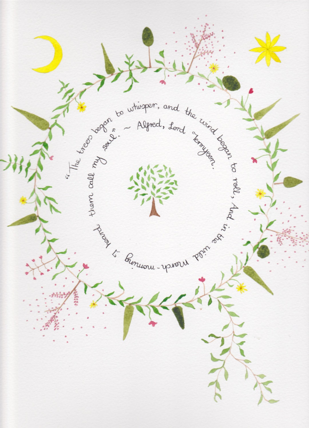 Custom Handmade Shaker Inspired Poetry or Quotation - Watercolour ...