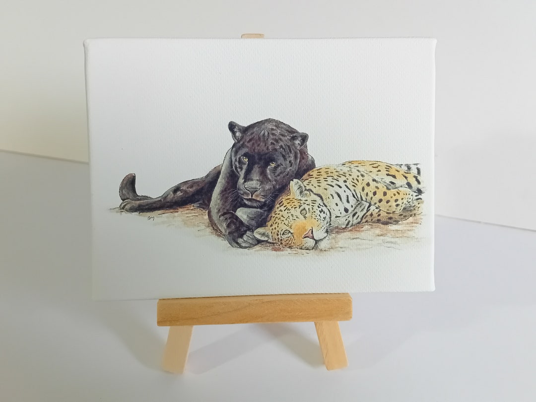 Jaguar Big Cat Mini Print With Easel Black Jaguar Golden - Etsy