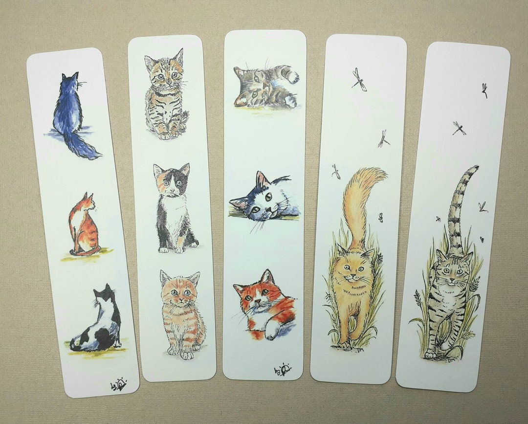Cats Bookmark Ginger Cat Tabby Cat Grey and White Cat Grey - Etsy