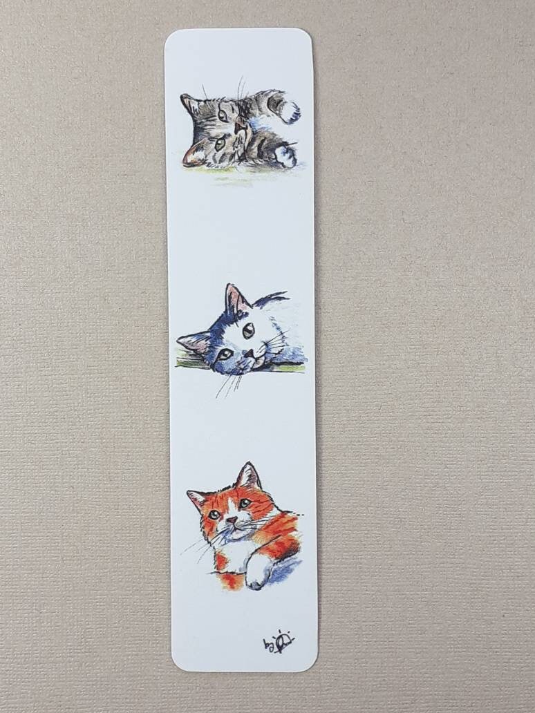 Cats Bookmark Ginger Cat Tabby Cat Grey and White Cat Grey | Etsy