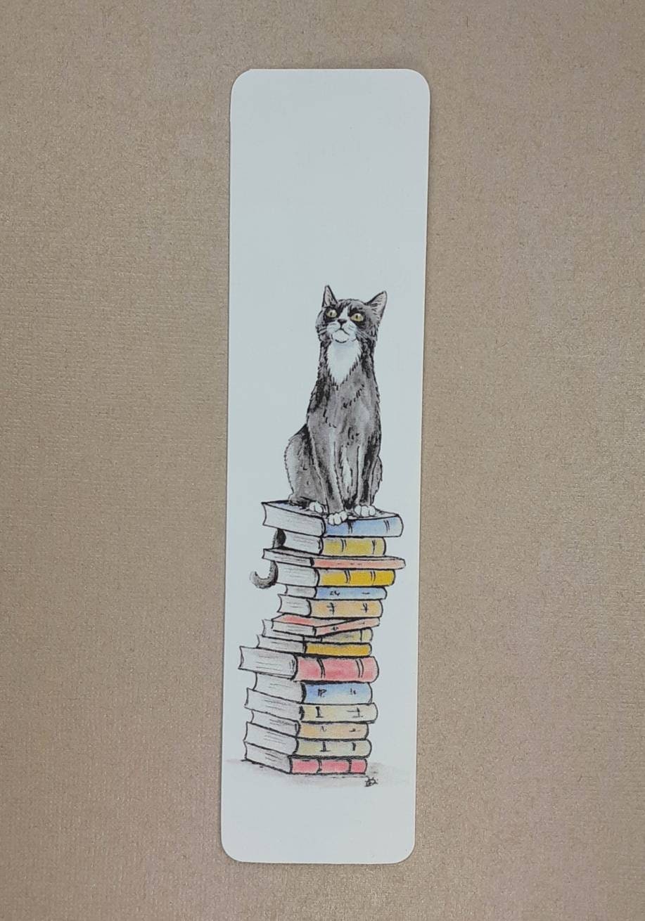 Cats on Books Bookmark Tabby Black Black and White Ginger | Etsy UK