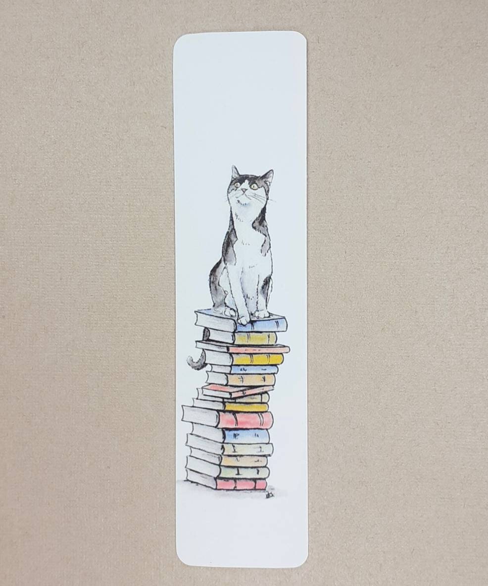 Cats on Books Bookmark Tabby Black Black and White Ginger - Etsy UK