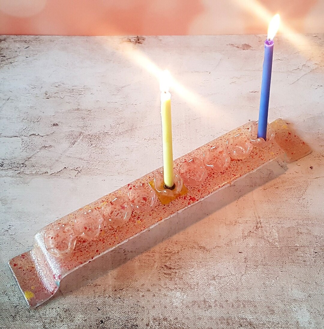 Red Flat Menorah With Red Candlesticks, Hanukkah Gifts, Jewish ...