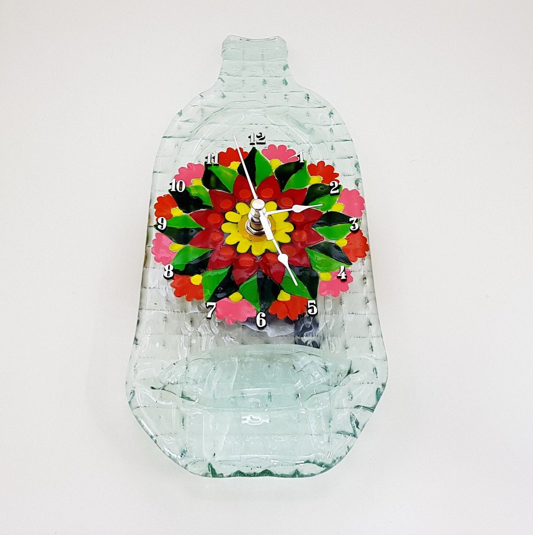 Silent Bottle Wall Clock, Recycled, Hand Painting, Personalized Gift ...