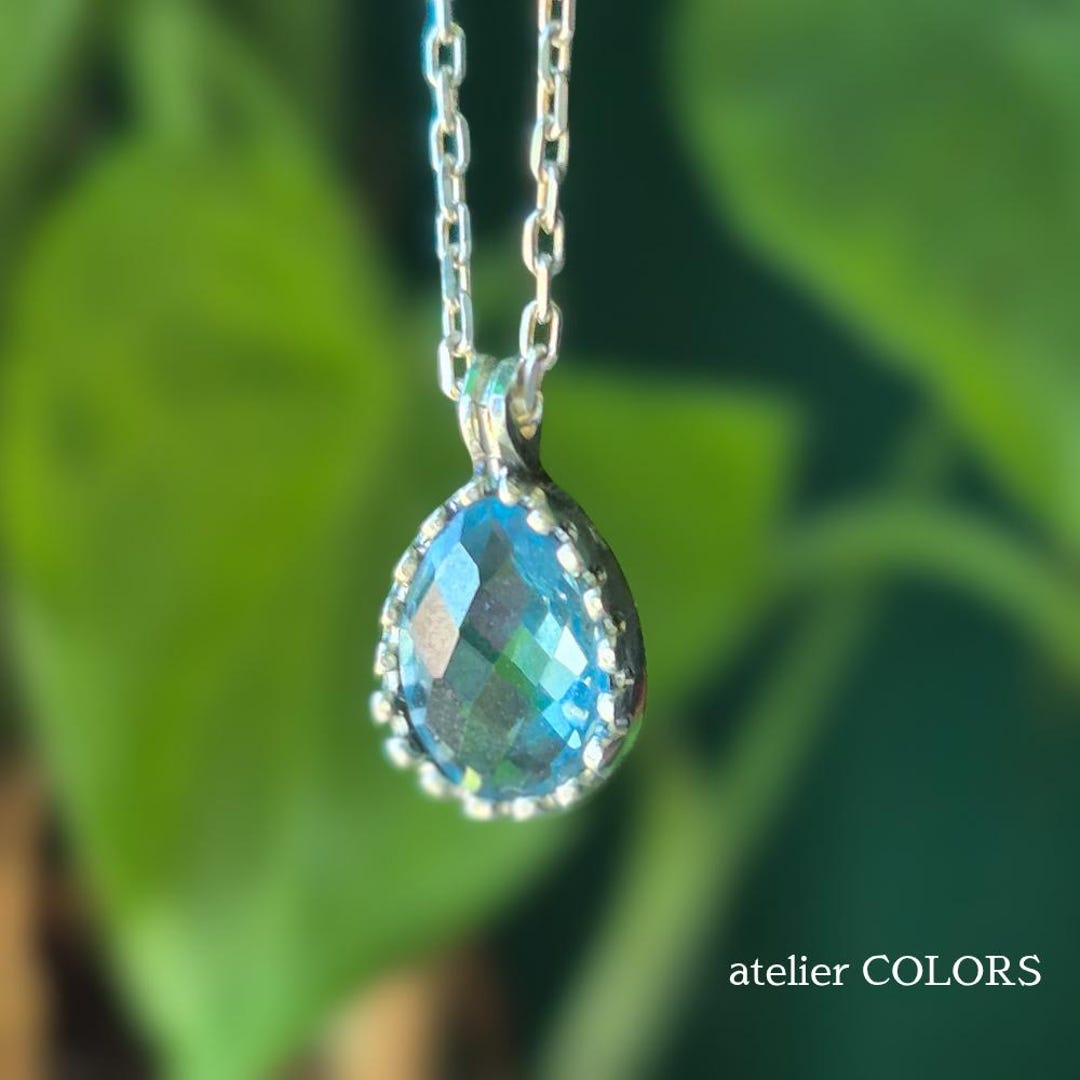 Blue Topaz Pendant Necklace: Handmade Sterling Silver Teardrop Jewelry ...