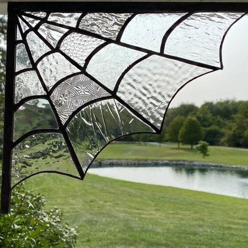 Stained Glass Iridescent Spider Web With Spider Holiday - Etsy