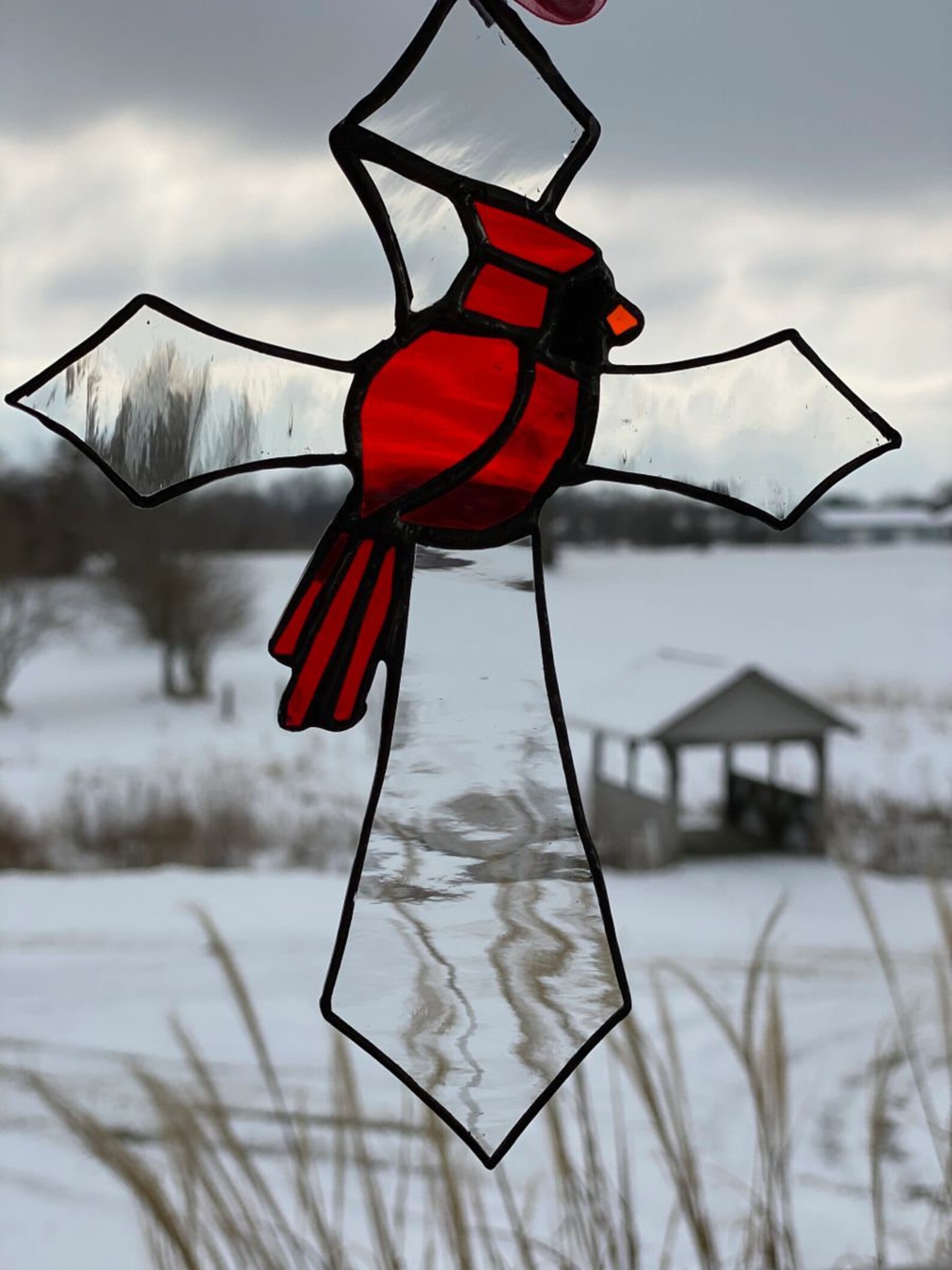 Cross with Cardinal | Etsy