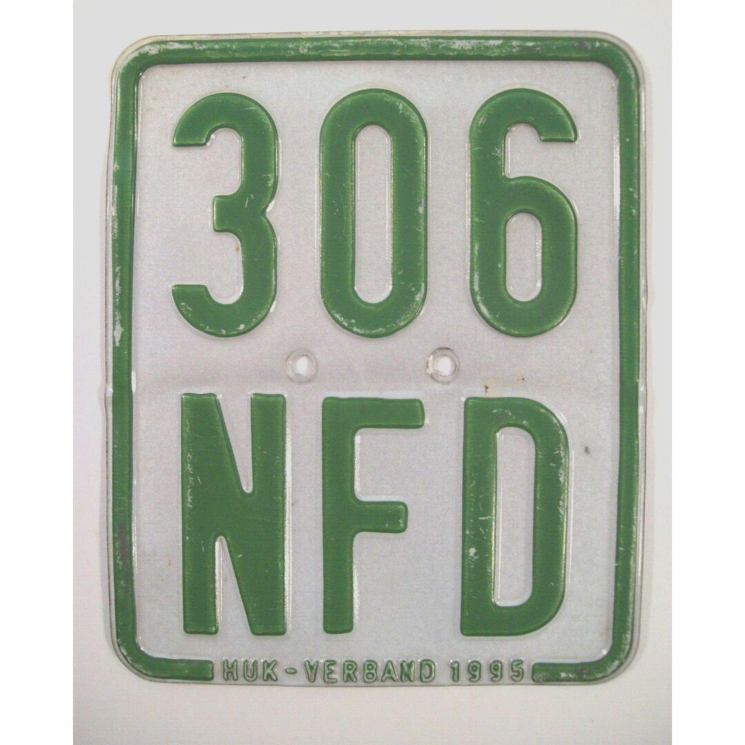 1995 Huk Verband German Moped Scooter License Plate Tag, 306 NFD - Etsy
