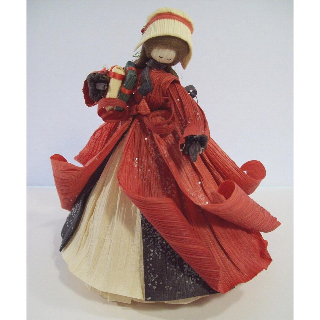 1991 Nan's Christmas Lady With Gifts Corn Husk Folk Art Doll - Etsy