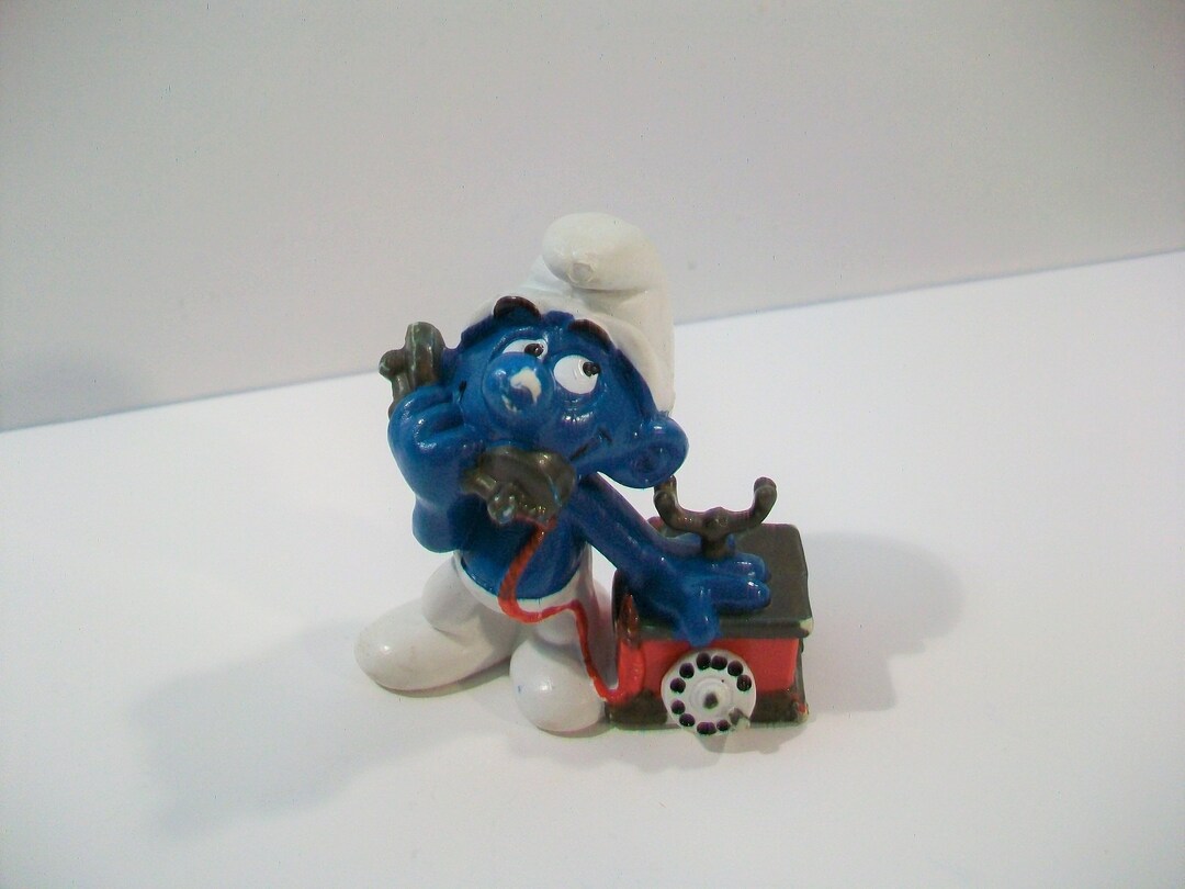 1980 the Smurfs Telephone Smurf PVC Figure, Schleich Peyo - Etsy