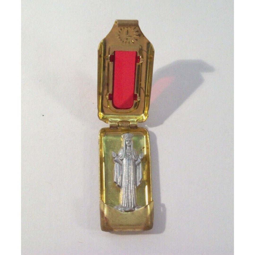 Antique Pocket Shrine Porta Saint Catholic Relic Miniature Holy Virgin ...