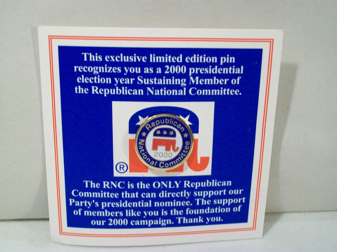 2000 RNC Republican National Committee Enamel Pin, Republican Party ...
